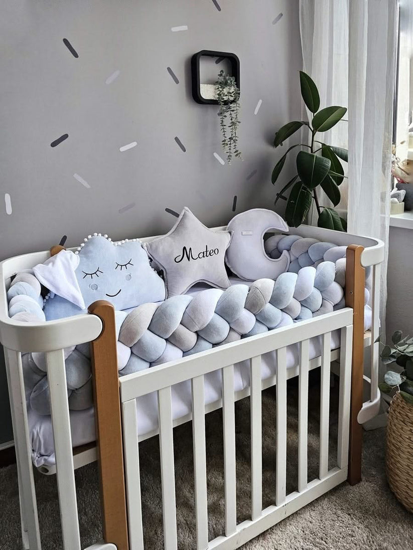 Baby boy bedding crib set with braided crib bumpers – KariStudio