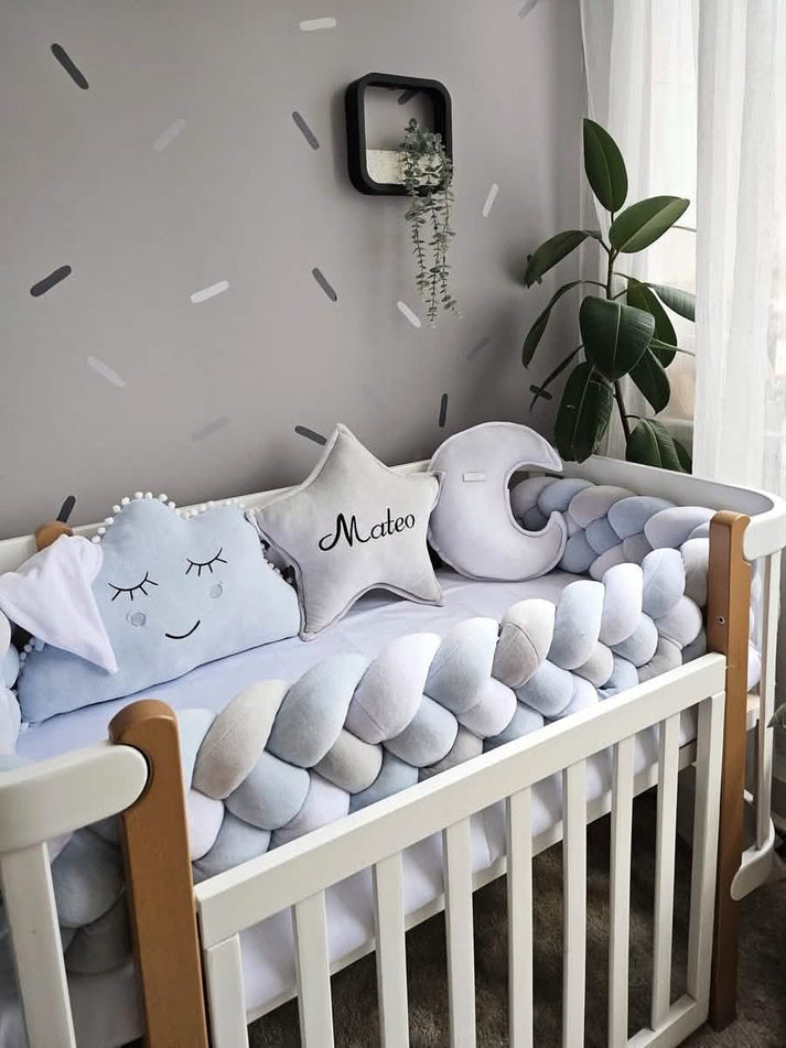 Baby boy bedding crib set with braided crib bumpers – KariStudio
