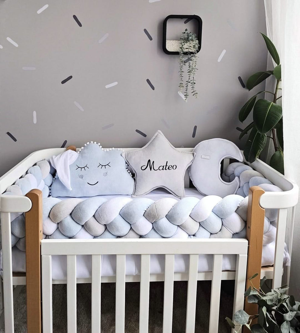 Baby boy bedding crib set with braided crib bumpers – KariStudio