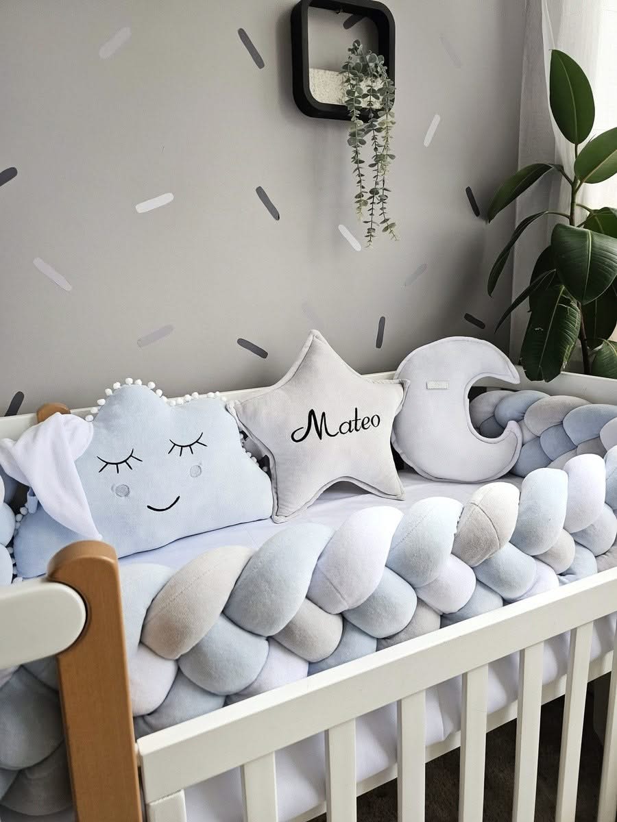 Baby boy bedding crib set with braided crib bumpers – KariStudio