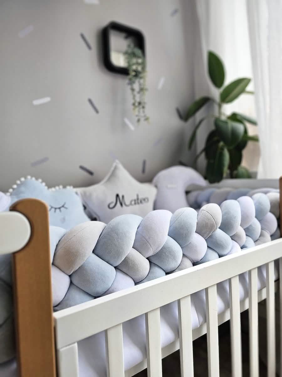 Baby boy bedding crib set with braided crib bumpers – KariStudio