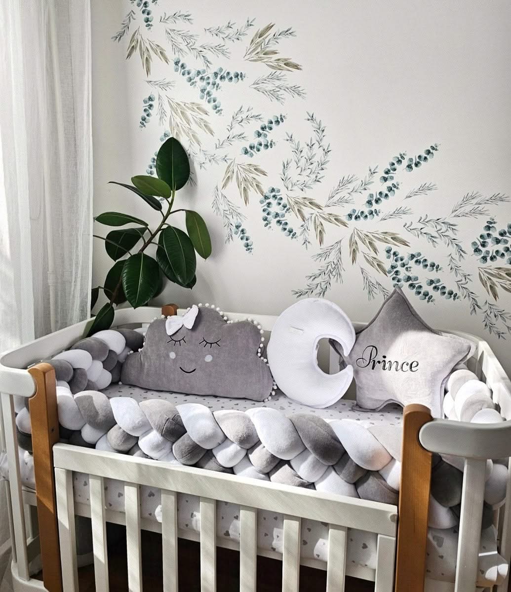 Personalized crib bumper set pistachio sage green – KariStudio
