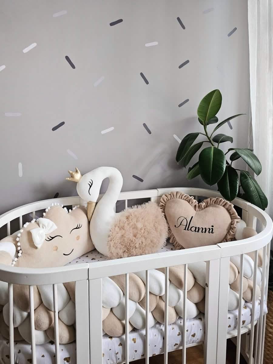 Personalized cot bumper set beige – KariStudio