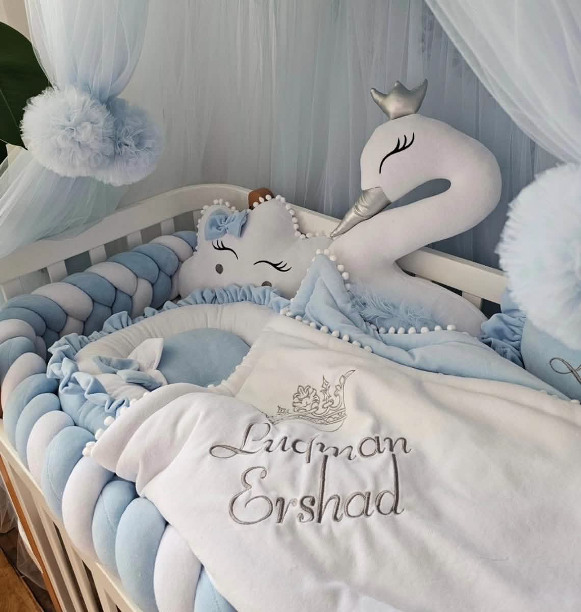 Personalized baby bedding set baby blue – KariStudio