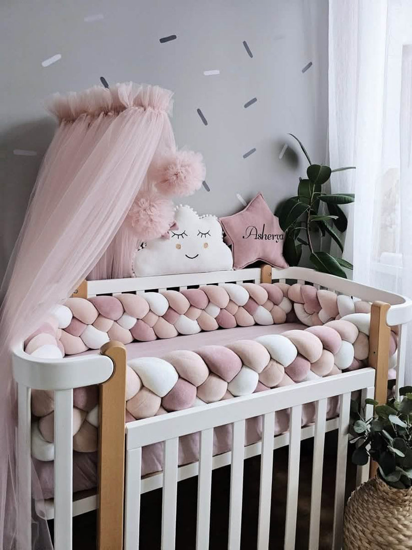 Soft Blush Baby Girl Bedding Set - Star, Seashell or Swan Pillows ...