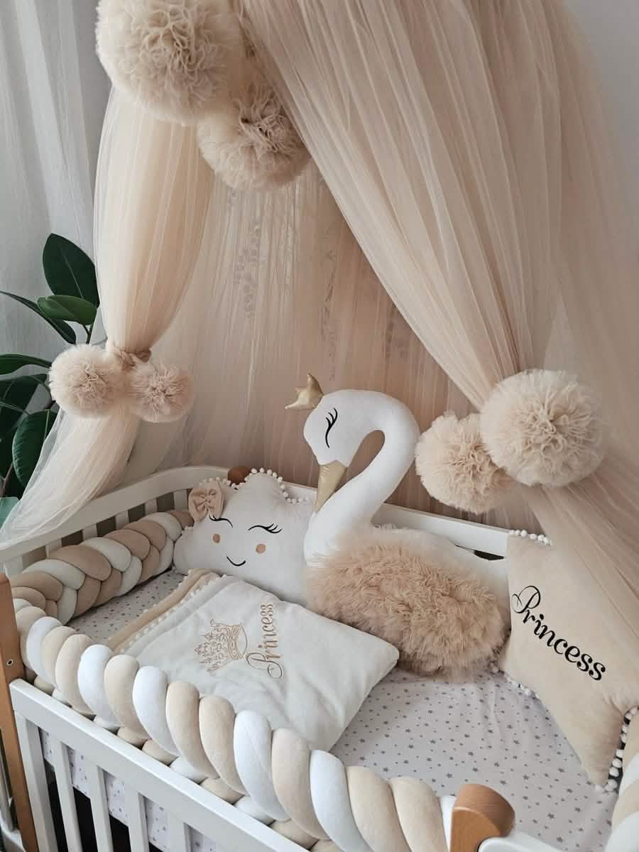 Beige Creamy Baby Bedding Set - Princess Swan, Star & Cloud | KariStudio