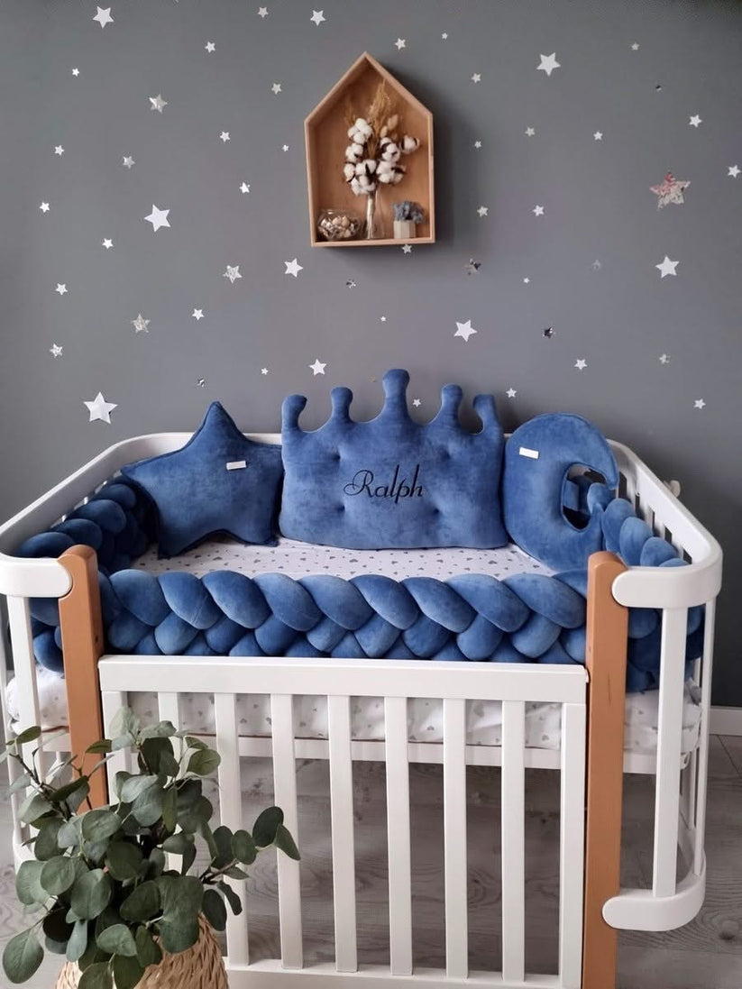 Baby boy crib bedding set royal blue with crib bumpers – KariStudio