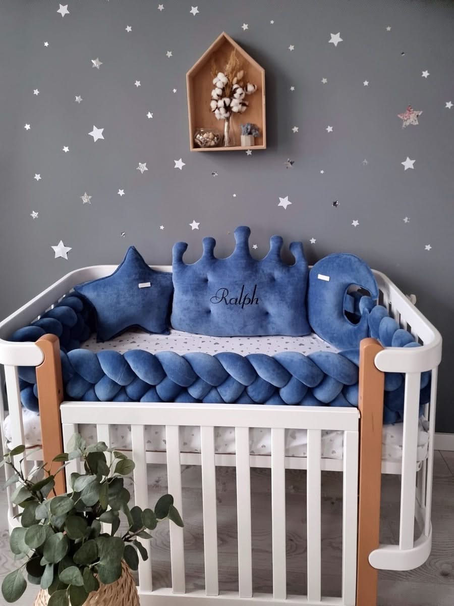 Baby boy crib bedding set royal blue with crib bumpers – KariStudio