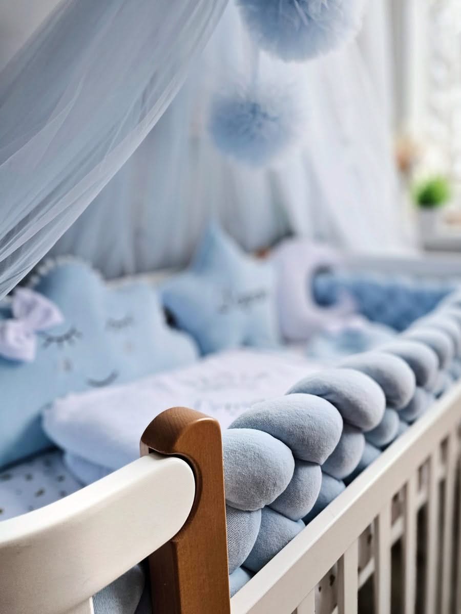 Baby boy bedding crib set. Blue crib bumpers. – KariStudio