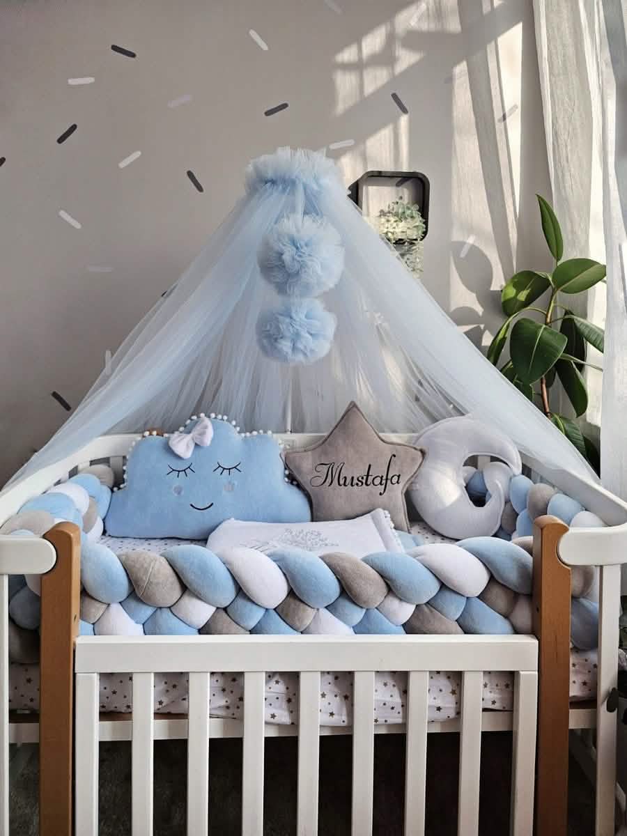 Baby boy bedding crib set. Blue crib bumpers. – KariStudio