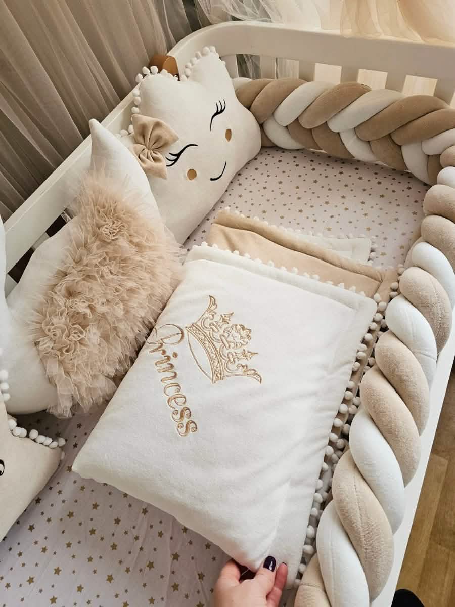 Beige Creamy Baby Bedding Set - Princess Swan, Star & Cloud | KariStudio