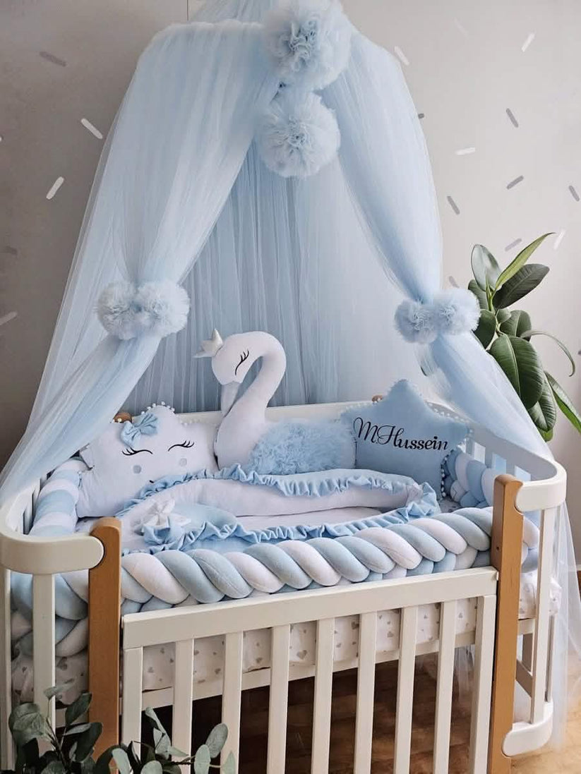 Baby Blue Boy Bedding Set - Princess Swan, Star & Cloud | KariStudio