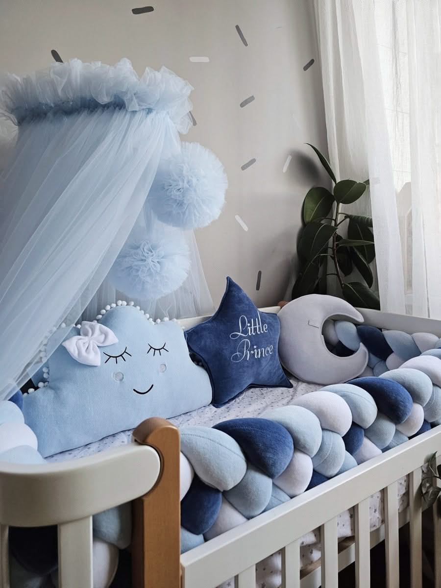 Baby boy bedding crib set. Blue navi crib bumpers. – KariStudio