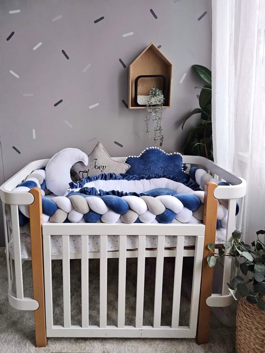 Baby boy bedding crib set. Blue navi crib bumpers. – KariStudio