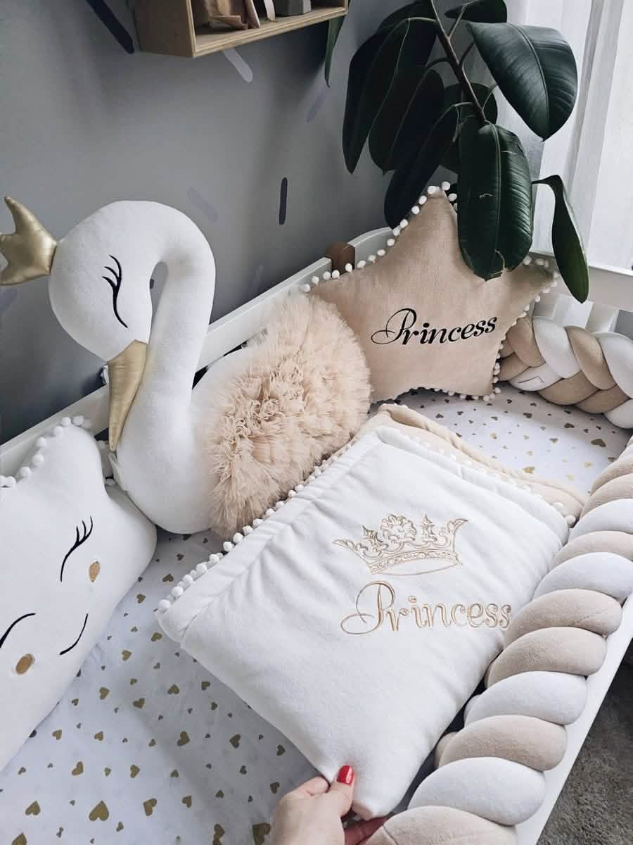 Beige Baby Bedding Set - Princess Swan, Star & Cloud | KariStudio
