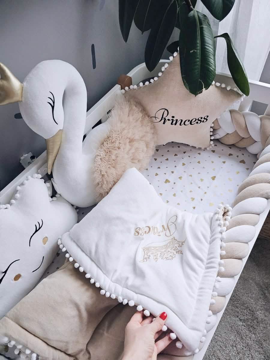 Beige Baby Bedding Set - Princess Swan, Star & Cloud | KariStudio