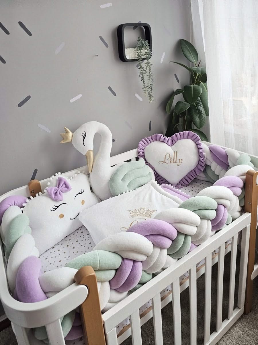 Luxury crib bumper set with braided crib bumper – KariStudio