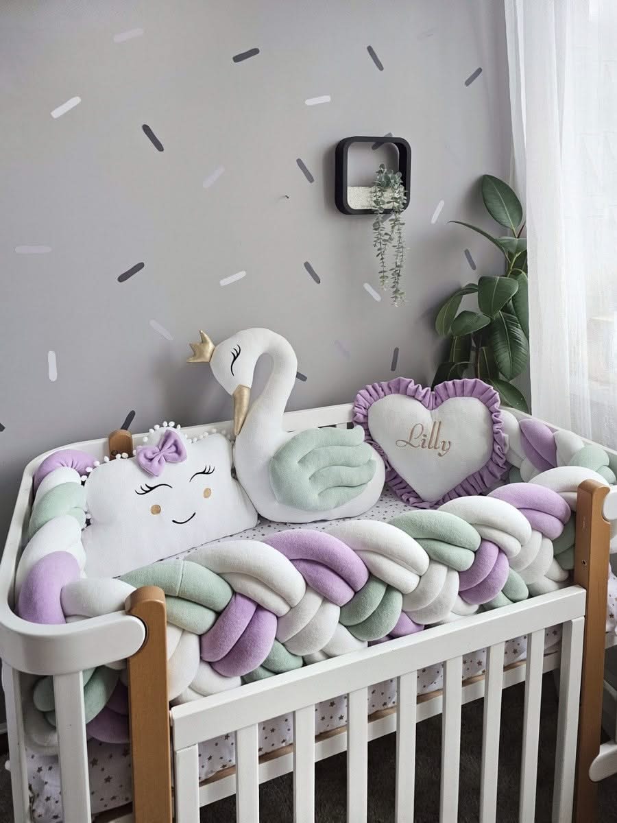 Luxury crib bumper set with braided crib bumper – KariStudio