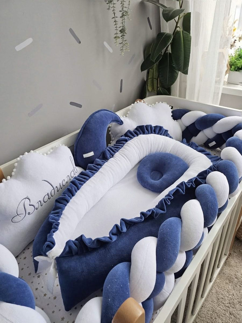 Baby bedding crib bumper set indigo – KariStudio