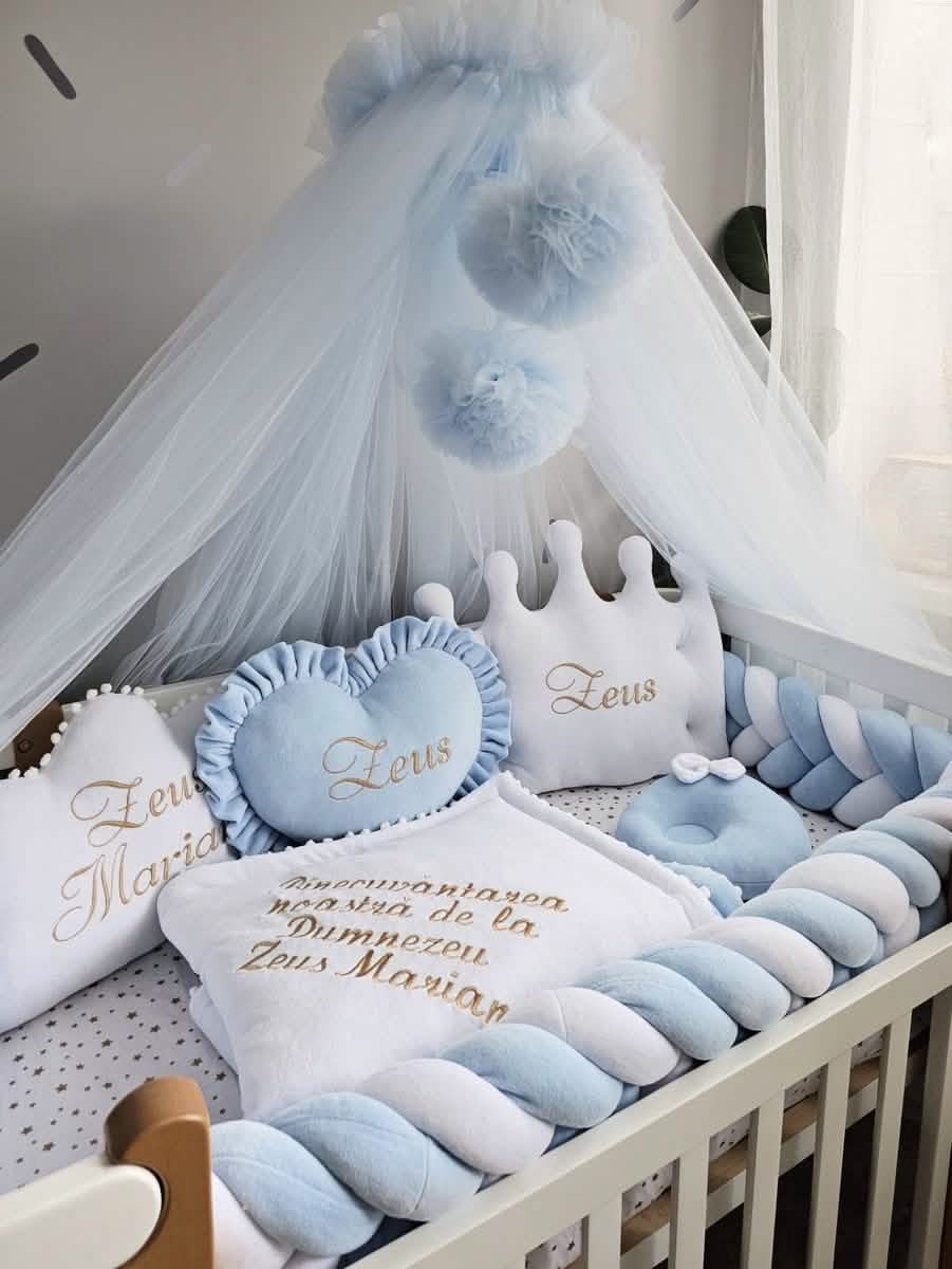 Blue Baby Boy Bedding Set - Cotton Velour Nursery Decor | KariStudio