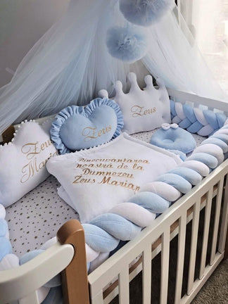 Blue Baby Boy Bedding Set - Cotton Velour Nursery Decor | KariStudio