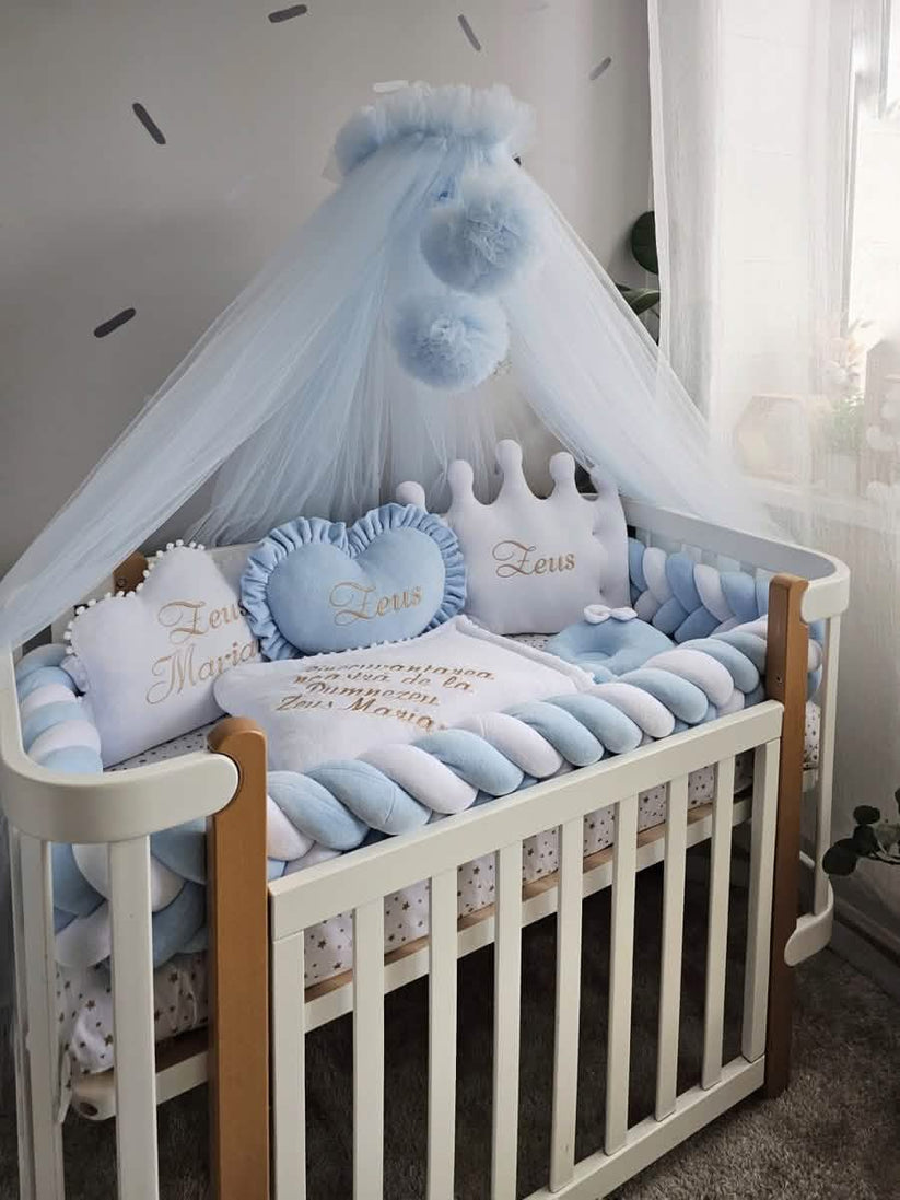 Blue Baby Boy Bedding Set - Cotton Velour Nursery Decor | KariStudio