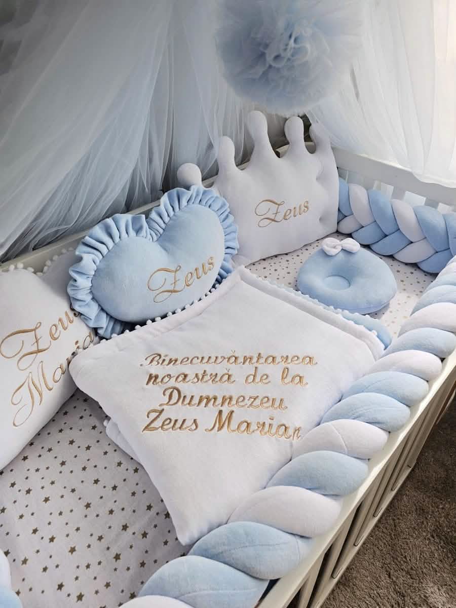 Blue Baby Boy Bedding Set - Cotton Velour Nursery Decor | KariStudio