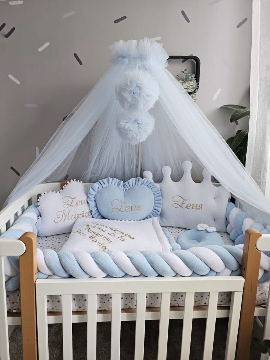 Blue Baby Boy Bedding Set - Cotton Velour Nursery Decor | KariStudio