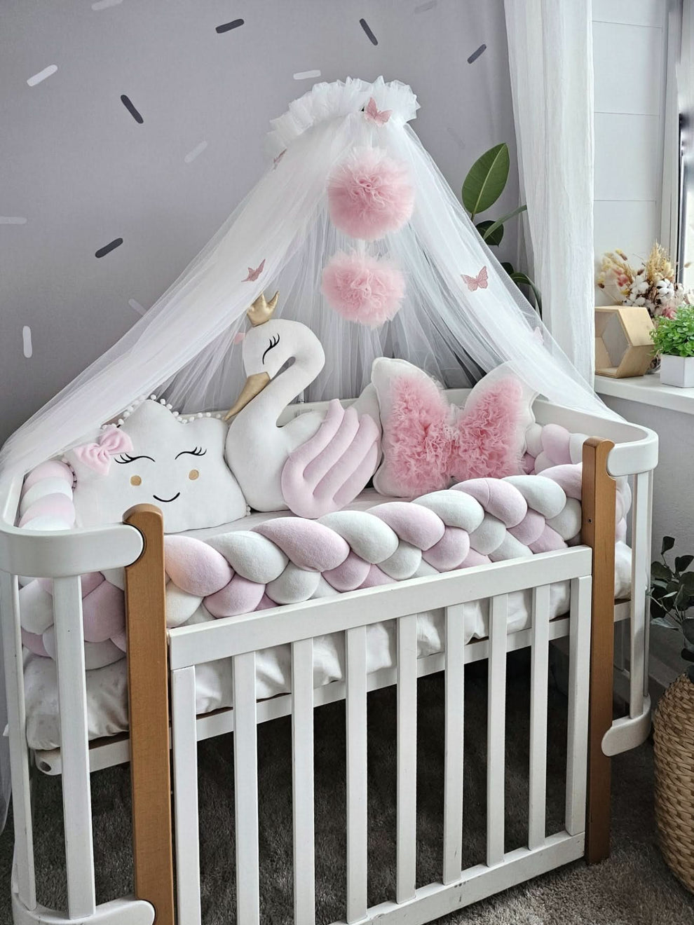 Baby girl crib bedding set light pink – KariStudio