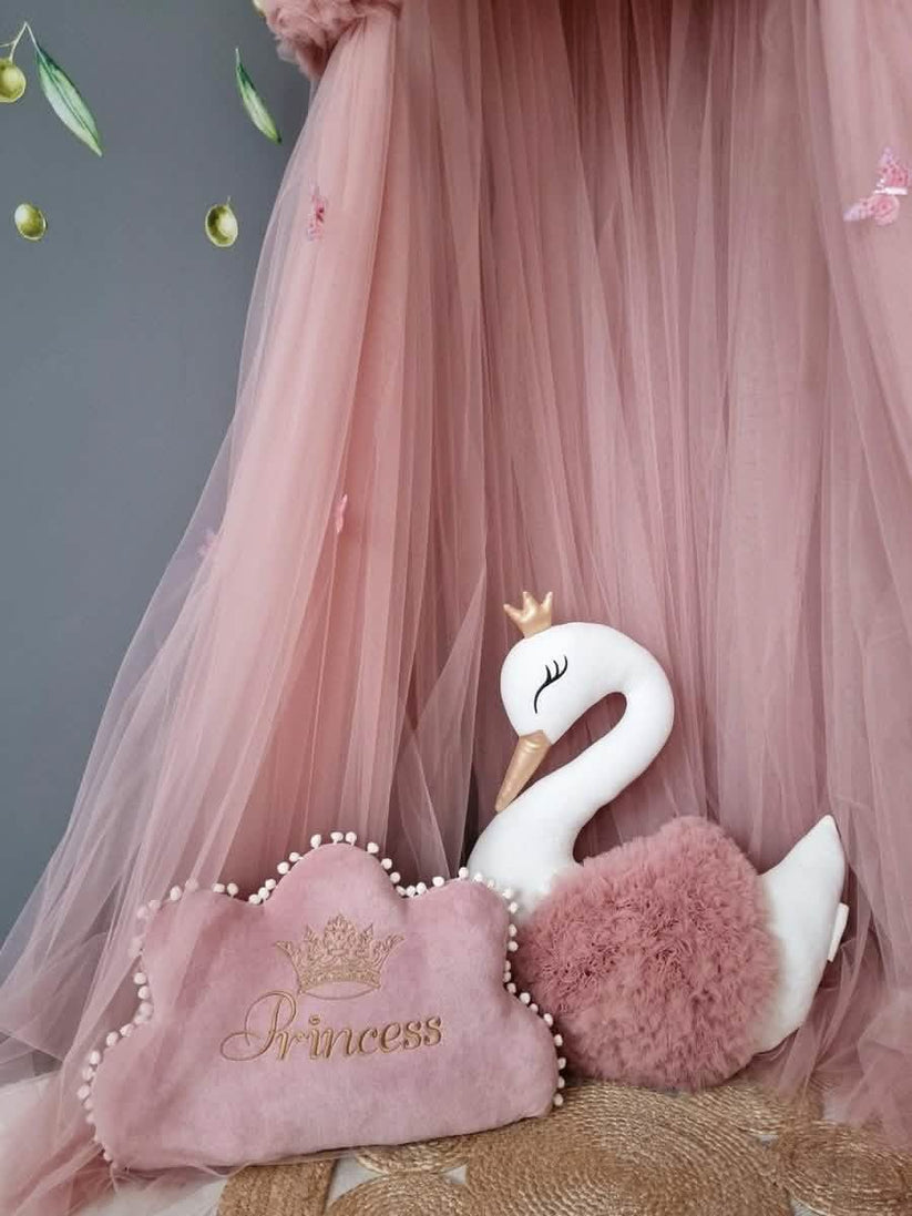 Princess Pillow swan Light blush, side crib pillow