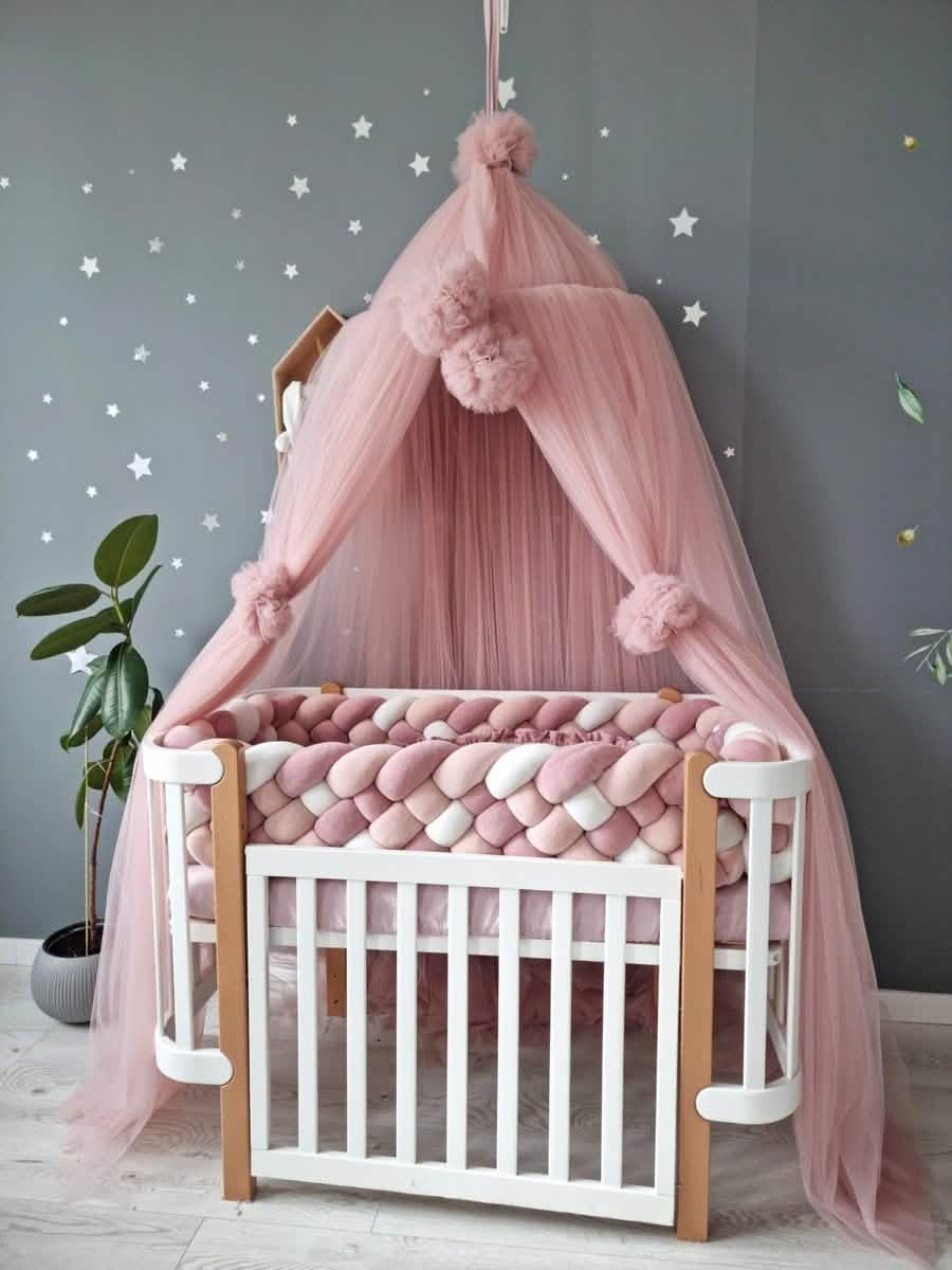 Personalized cot bumper set for girl blush – KariStudio