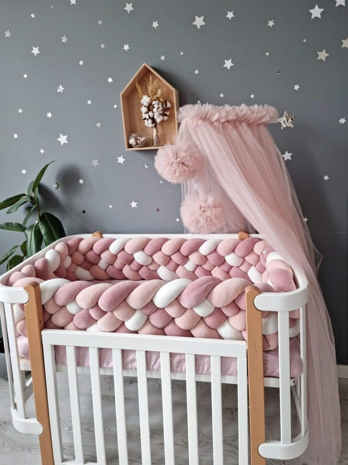 Personalized cot bumper set for girl blush – KariStudio