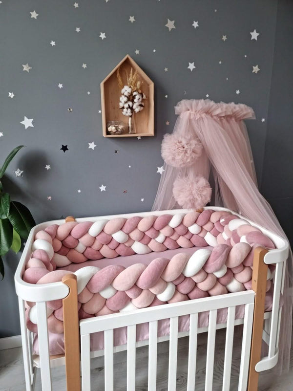 Personalized cot bumper set for girl blush – KariStudio